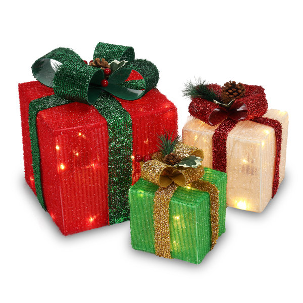 The Holiday Aisle 3 Piece Gift Boxes Christmas Decoration Lighted
